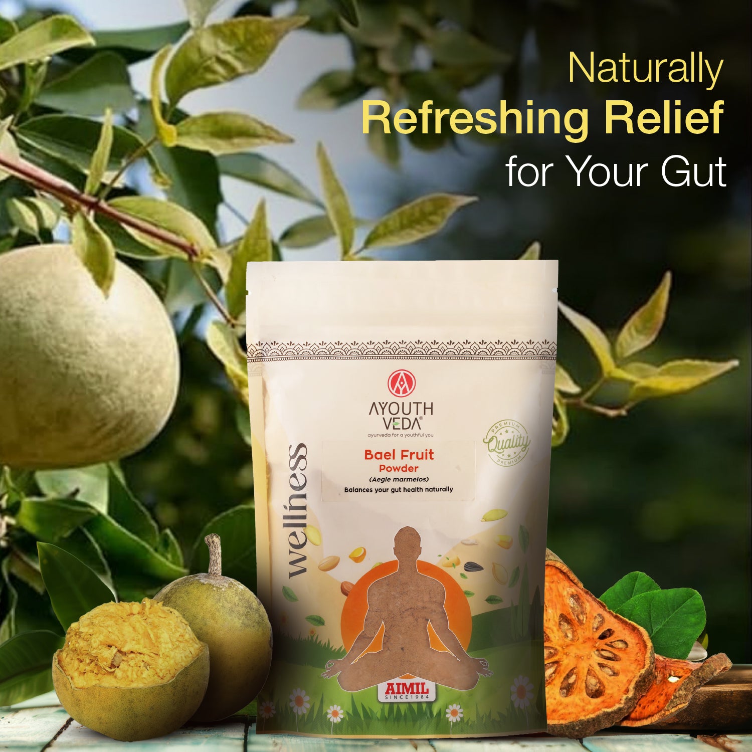 Bael Fruit Powder with Pure Sun-Dried Bael (Aegle marmelos) for Digest ...