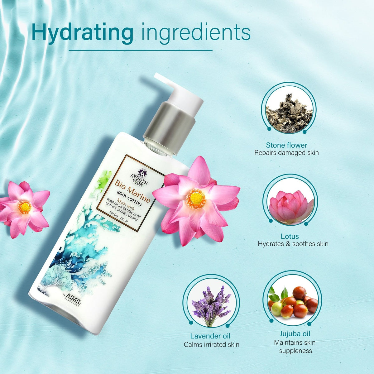 Bio Marine Body Lotion with Lotus & Stone Flower for Deeply Hydrated S ...