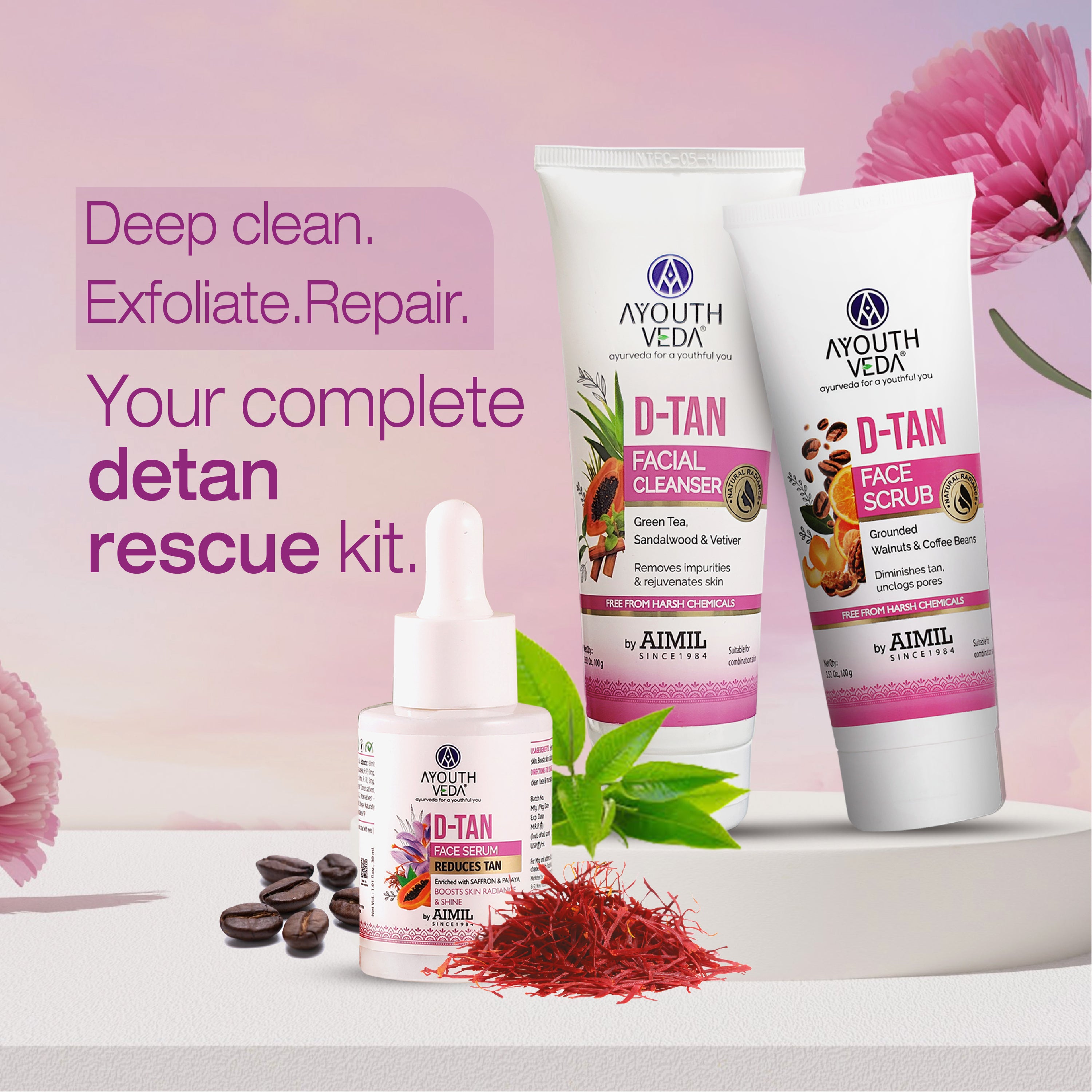 D-Tan Glow Restore Kit | D-Tan Facial Cleanser (100 g) | D-Tan Face Sc ...