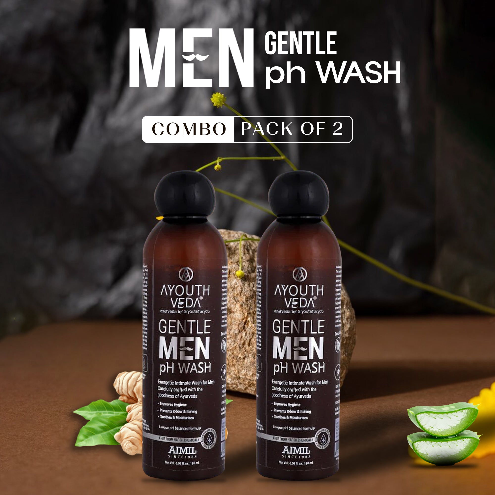 Gentle-Men pH Wash with pH balanced formula.180ml (Pack of 2) – Ayouthveda